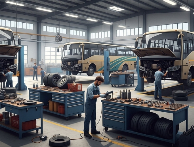 Bus Repair Workshop in Hyderabad - Tata Bus Service